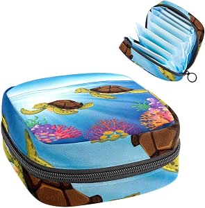 Amazon.com: Two Turtles Swimming Coral Ocean Sea,Period Pouch Portable ...