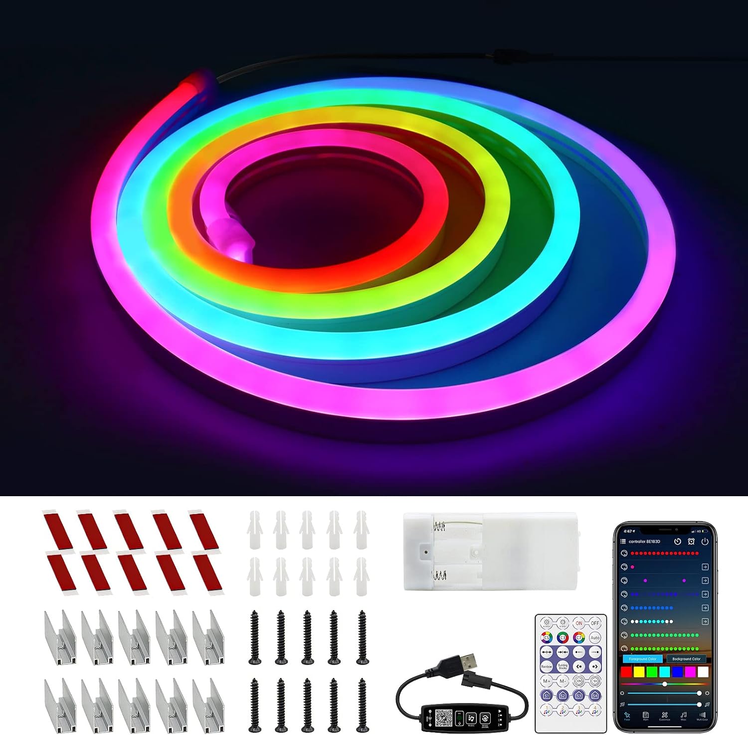 Amazon.com: CILYOCRA Neon Rope Light, Magic Color Smart Neon Lights,6 ...