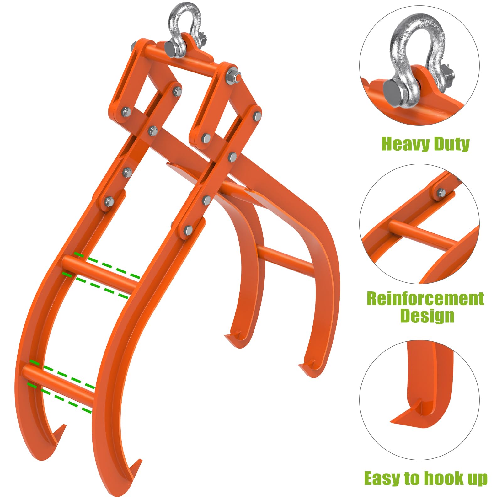 Snapklik.com : 32 Log Tongs 4 Claw Timber Claw Hook, Heavy Duty Grapple ...
