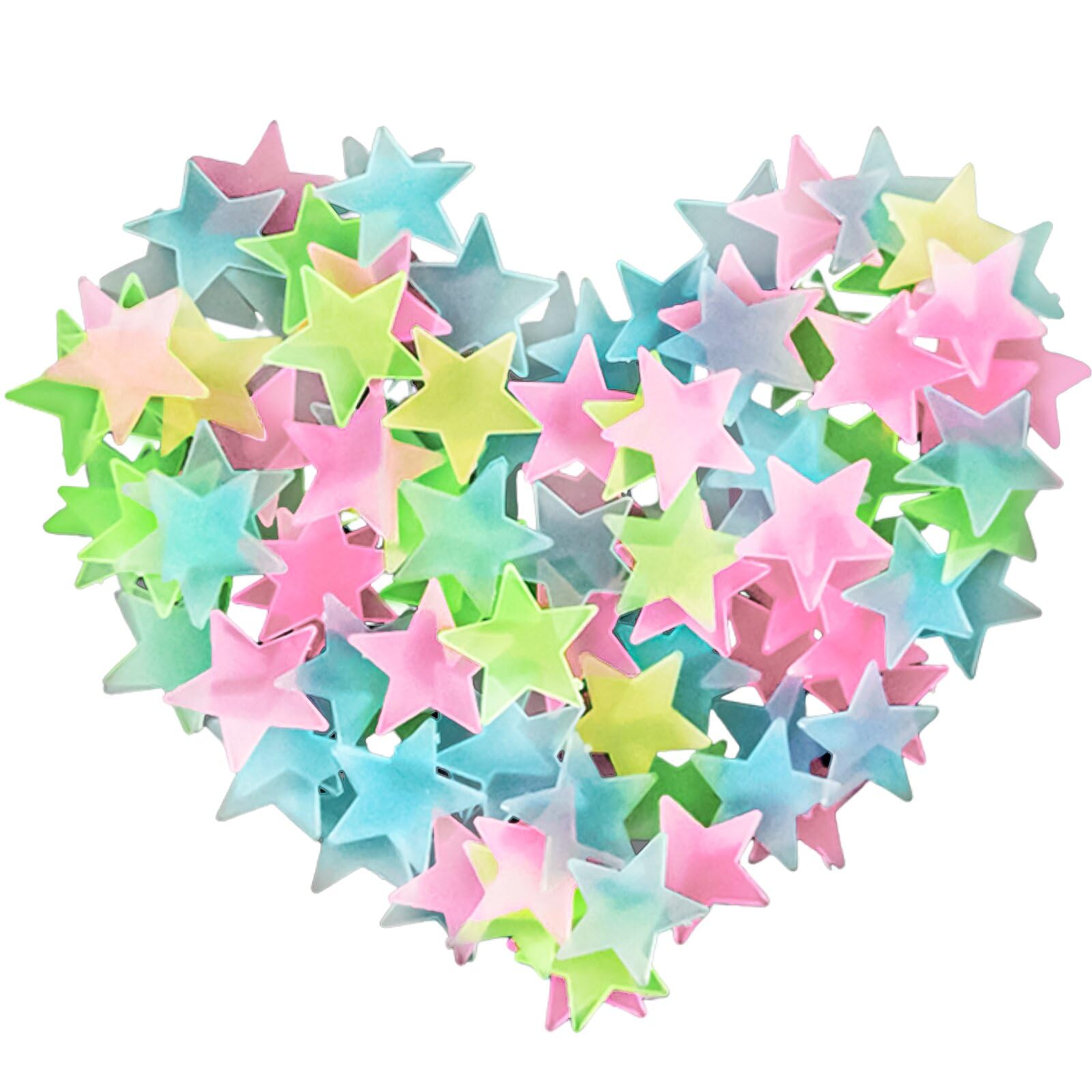 KEYRI 200 Pcs Adhesive 3D Glowing Stars in The Dark Luminous Plastic ...
