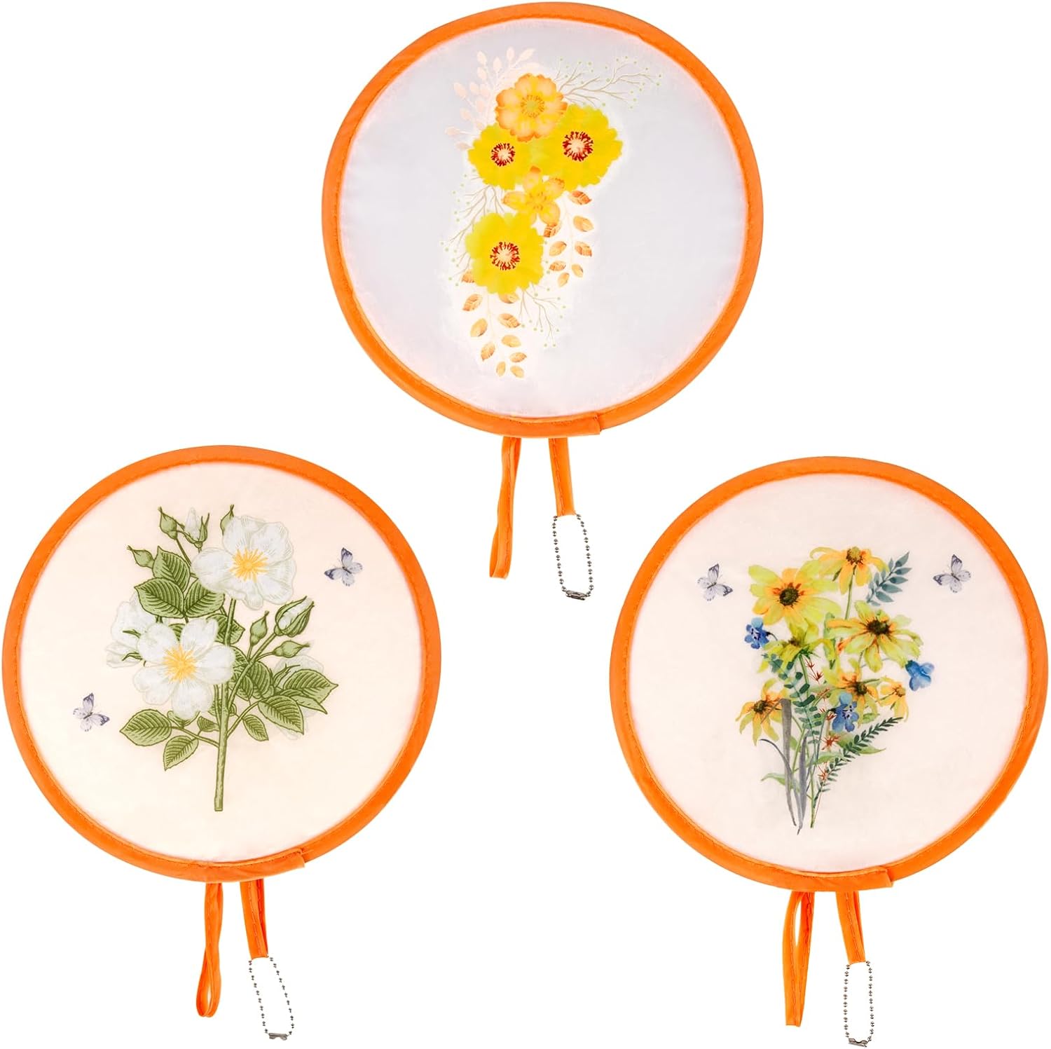 Amazon.com: 3 Styles Flower Round Foldable Hand Fan Japanese Foldable ...