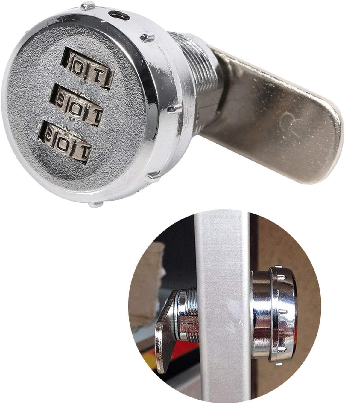 3 Digit Code Combination Cam Cabinet Silver Zinc Alloy Convenient ...
