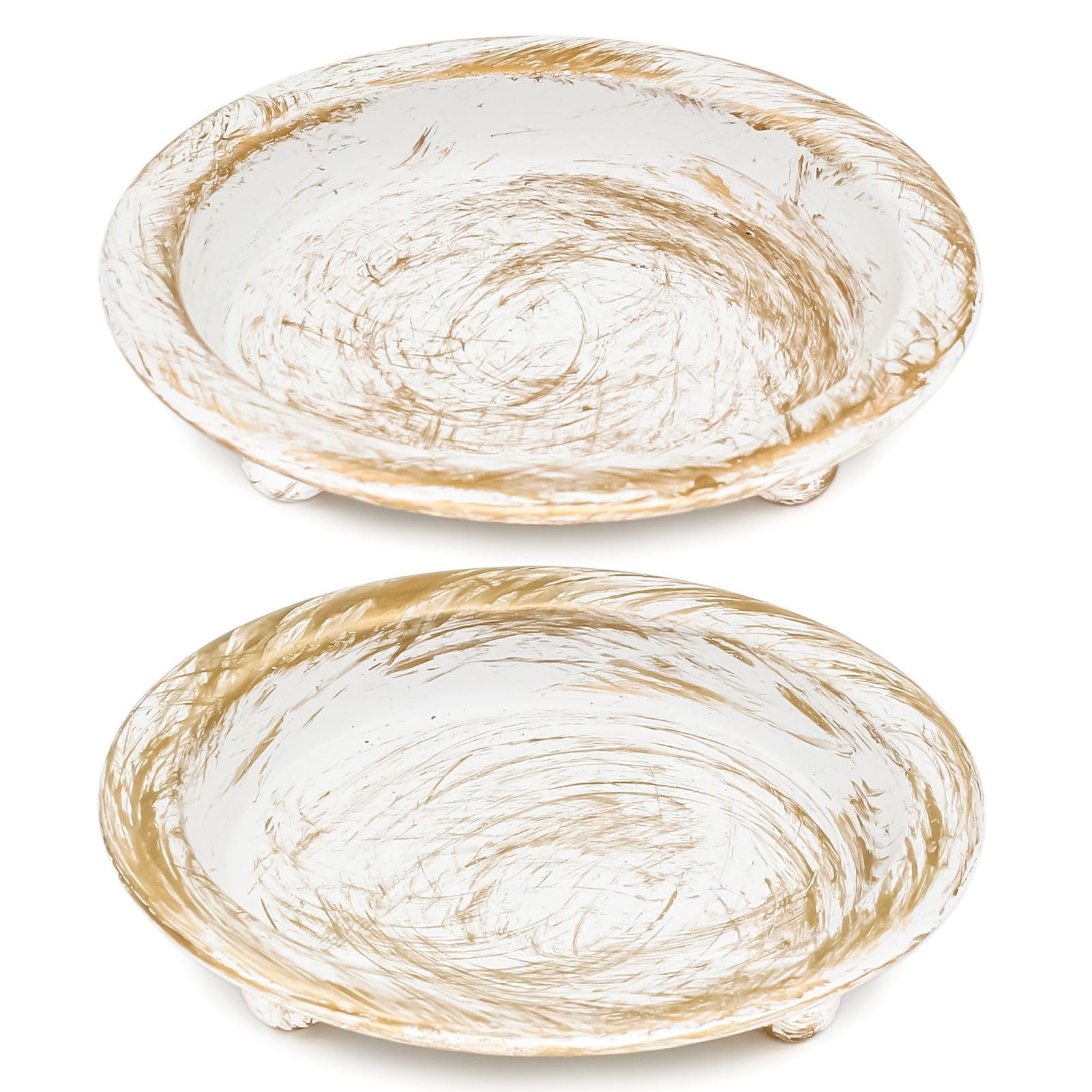 Amazon.com: Thindolex White/Gold Iron Candle Plate, Set of 2, Metal ...