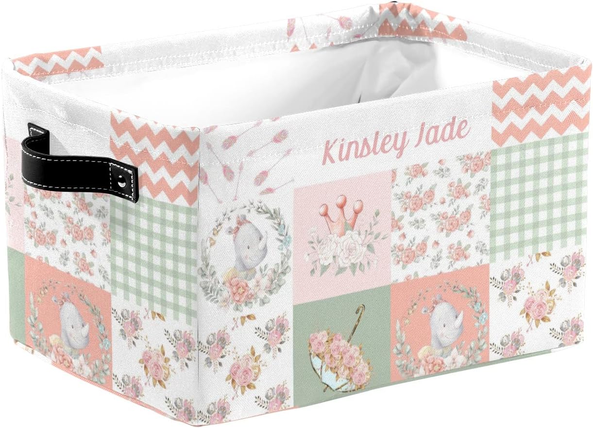 Amazon.com: Storage Baskets Spring Flowers Rhino Crown Monogram Storage ...