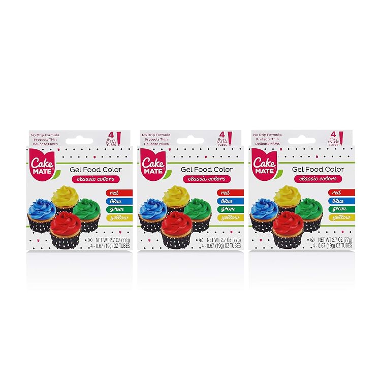 Cake Mate Gel Food Color - Classic Colors (Red, Blue, Green and Yellow ...