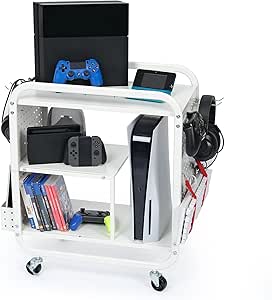 Mythinglogic Gaming Storage Rack with Wheels, Game Console Organizer ...
