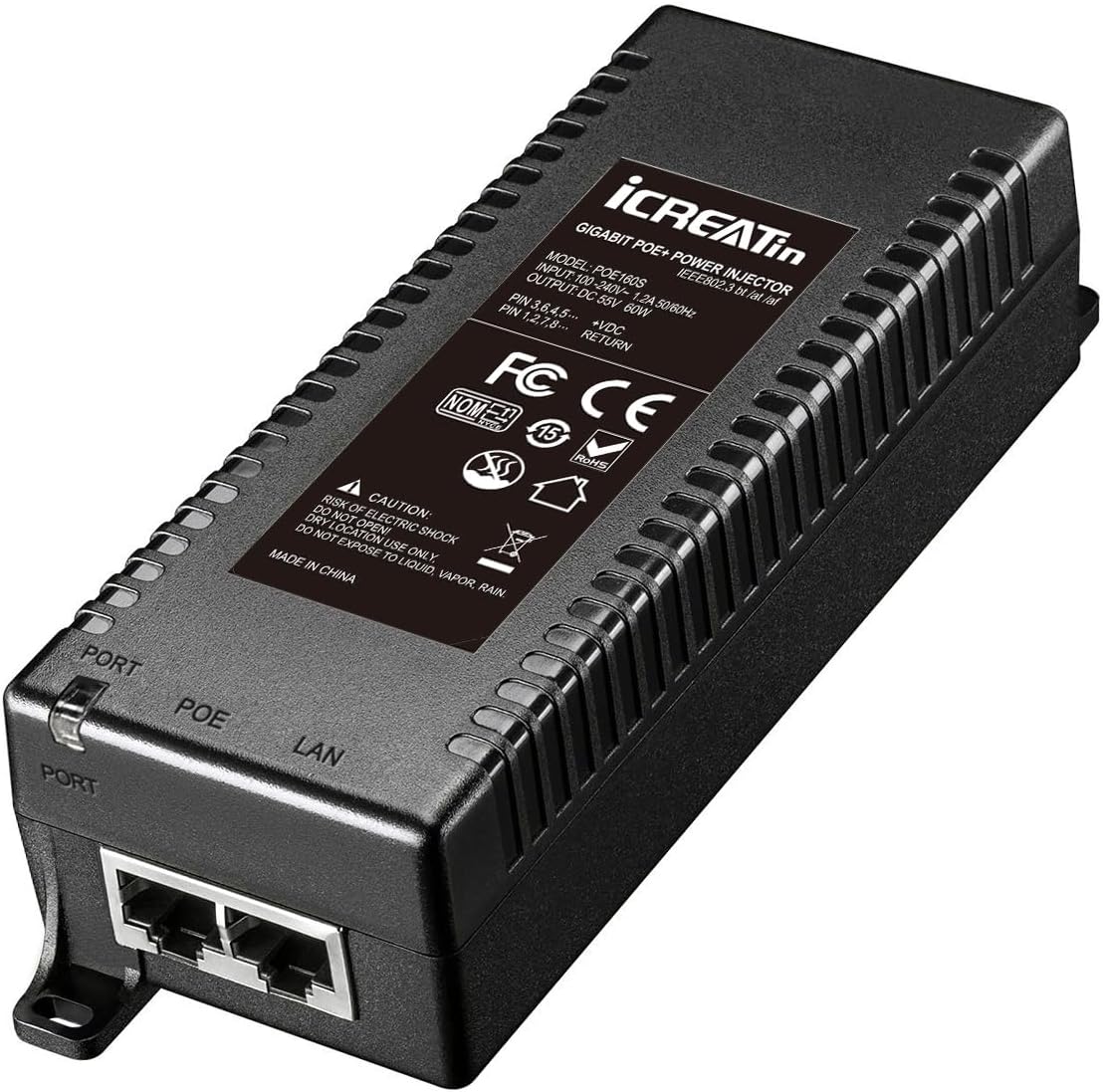 Amazon.com: Gigabit POE Injector, 48V 15.4W Power Over Ethernet, IEEE ...