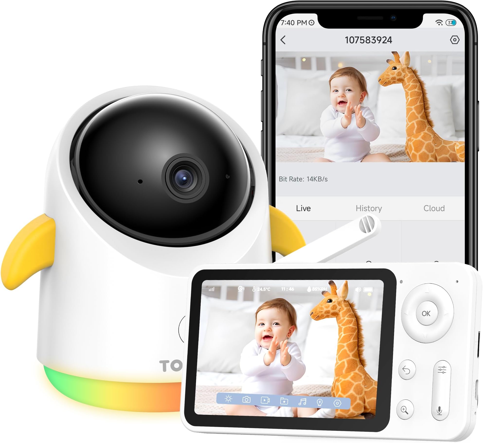 Amazon.com: Upgrade Video Baby Monitor,WiFi Baby Camera,2.8" Display ...