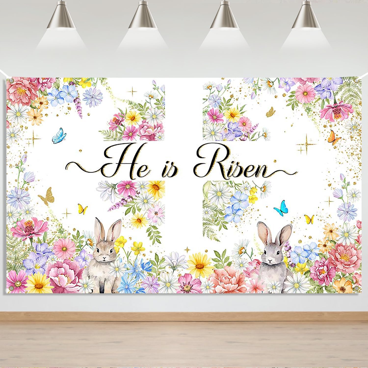 Amazon.com : Mocsicka Easter He is Risen Banner Backdrop Spring Easter ...