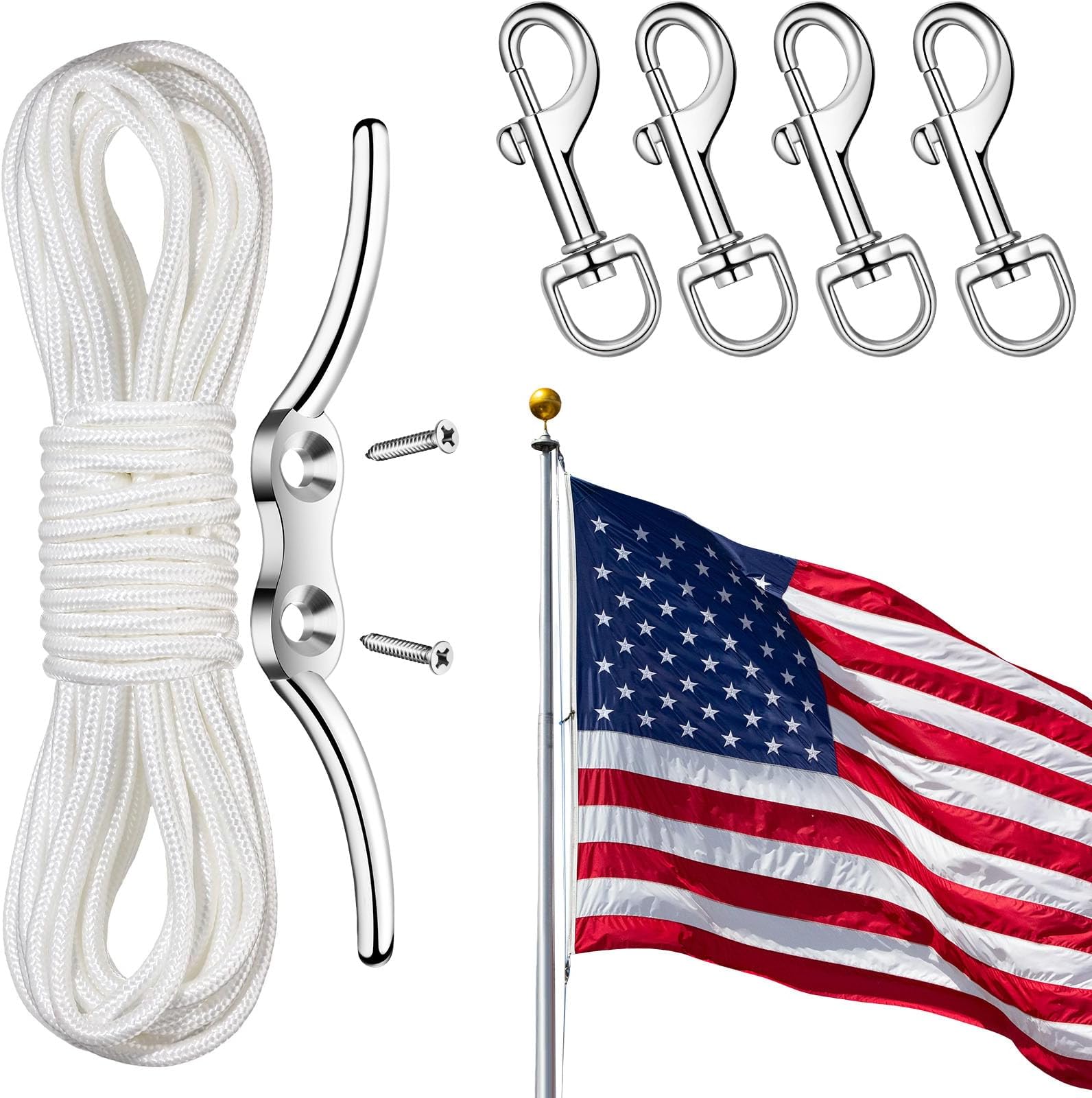 Amazon.com : NQEUEPN 4pcs Flag Clips for Flagpole Rope, Heavy Duty Flag ...