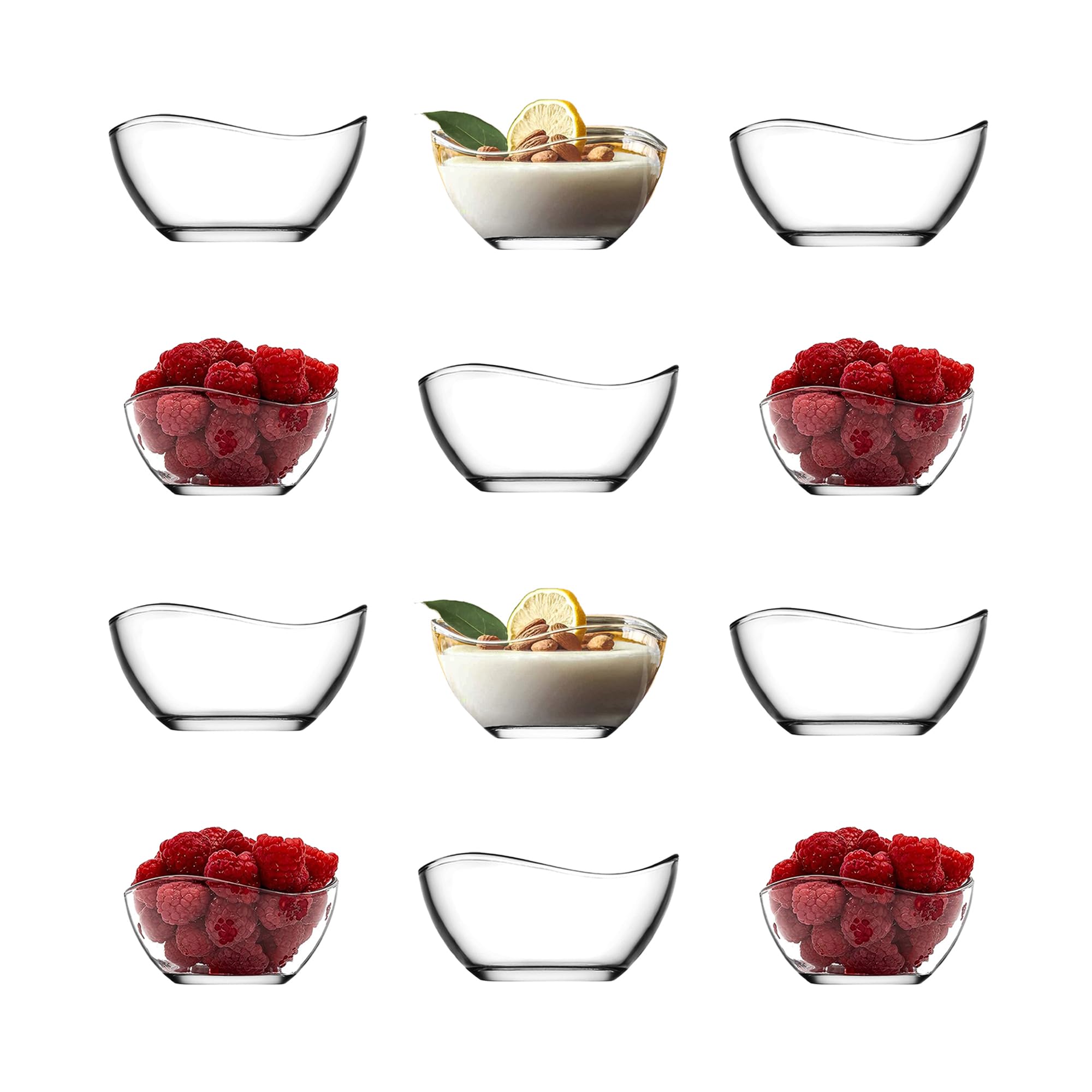 Nordic Schiller Glass Dessert Bowls Set of 12, 215 ml Lead Free Glass ...