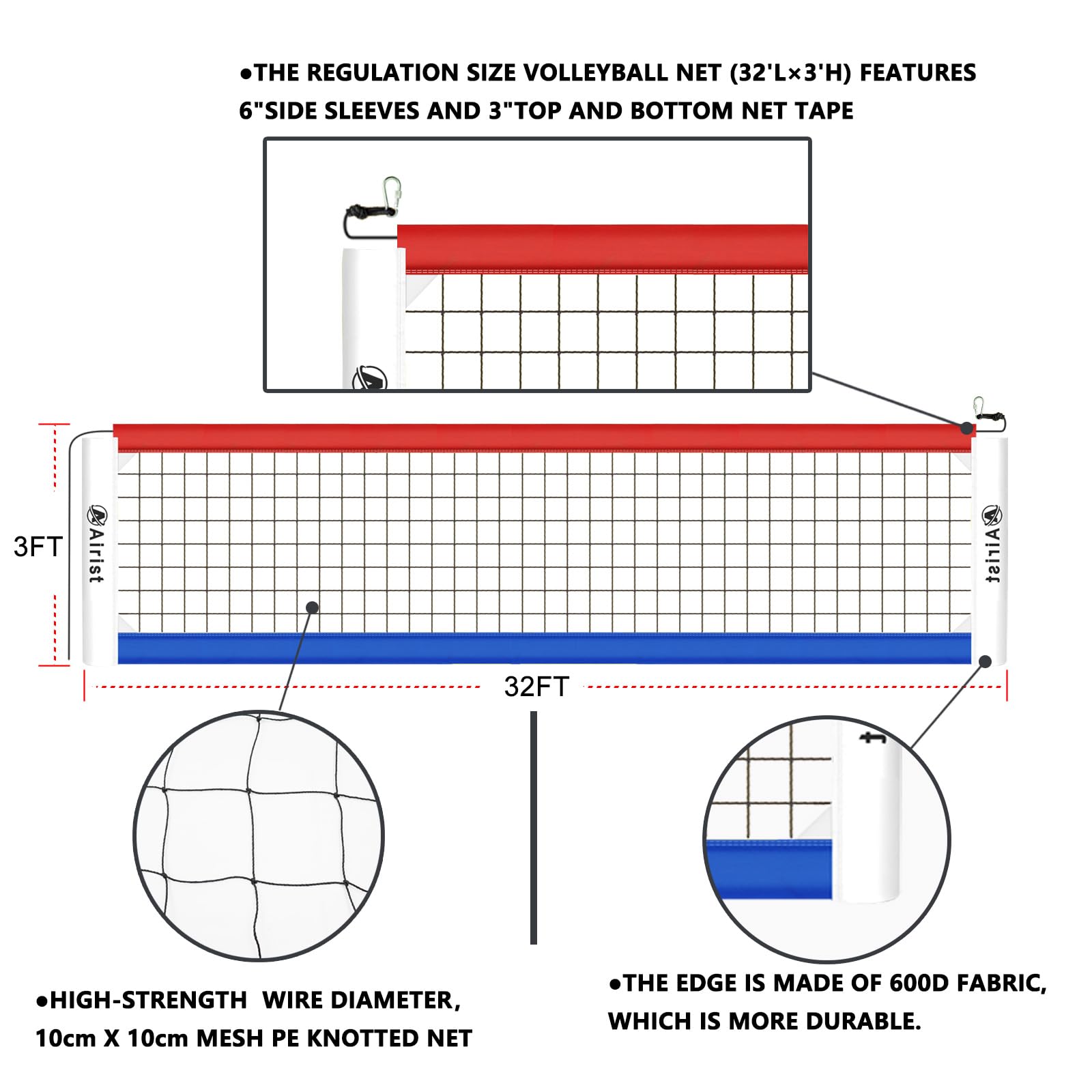 Snapklik.com : Airist Professional Heavy Duty Volleyball Net Set ...