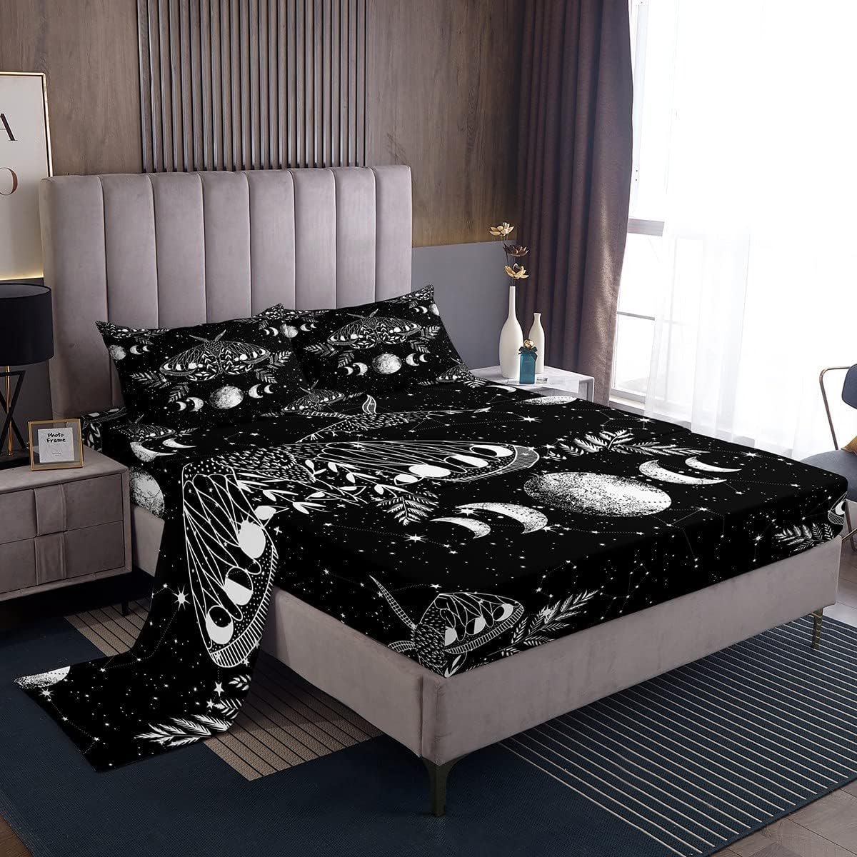 Amazon.com: Erosebridal Gothic Moth Sheet Set Full Size Skeleton ...