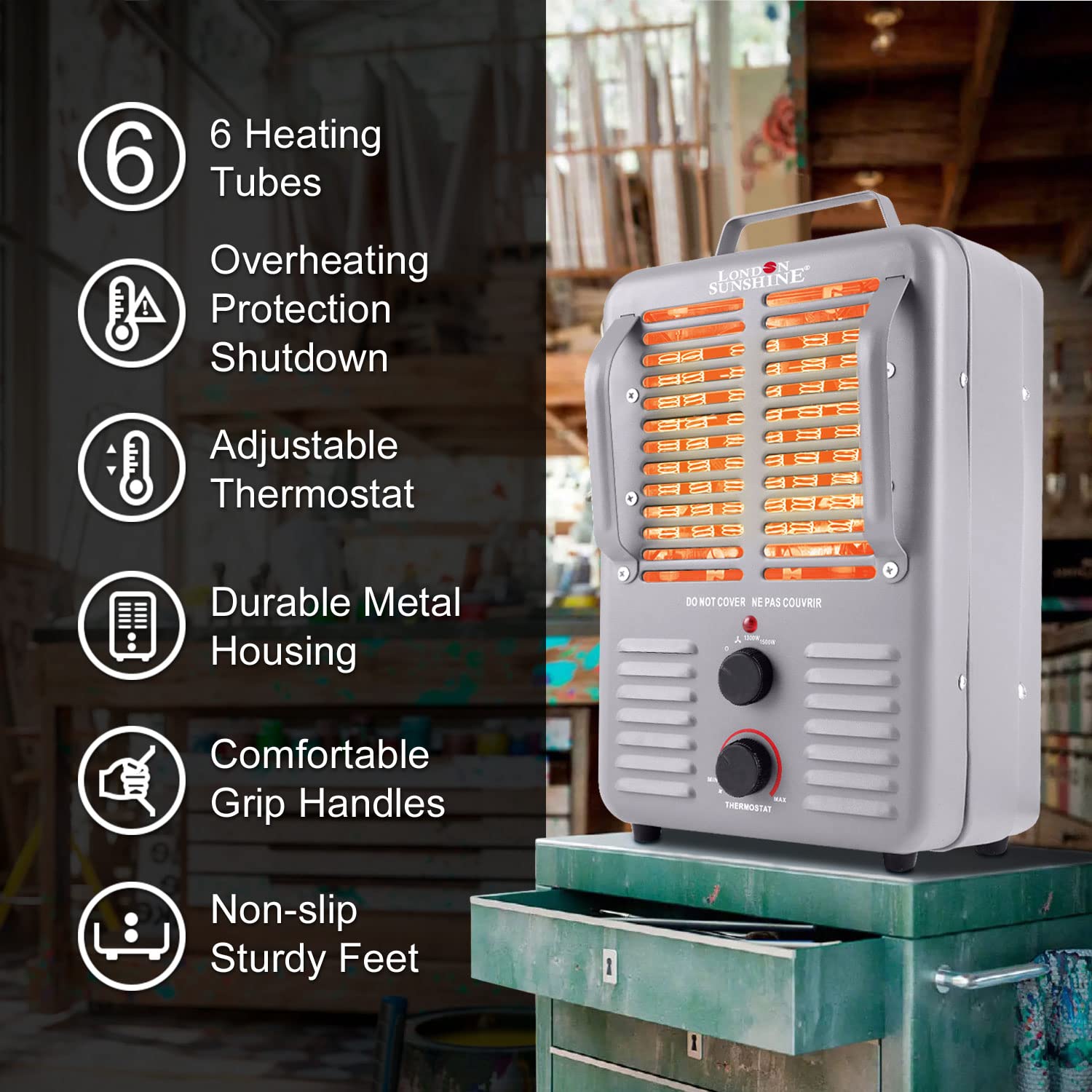 Snapklik.com : London Sunshine Milkhouse Utility Electric Portable Heater