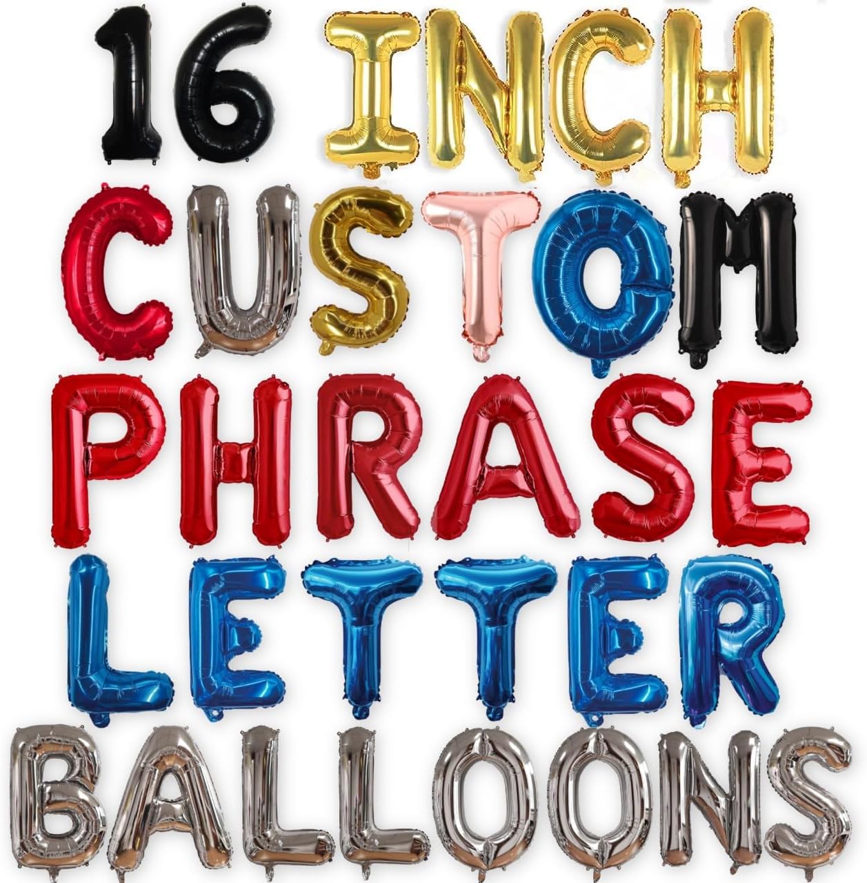 Godfather Ltd 16 Inch Balloons Alphabet Letters And Numbers Foil ...