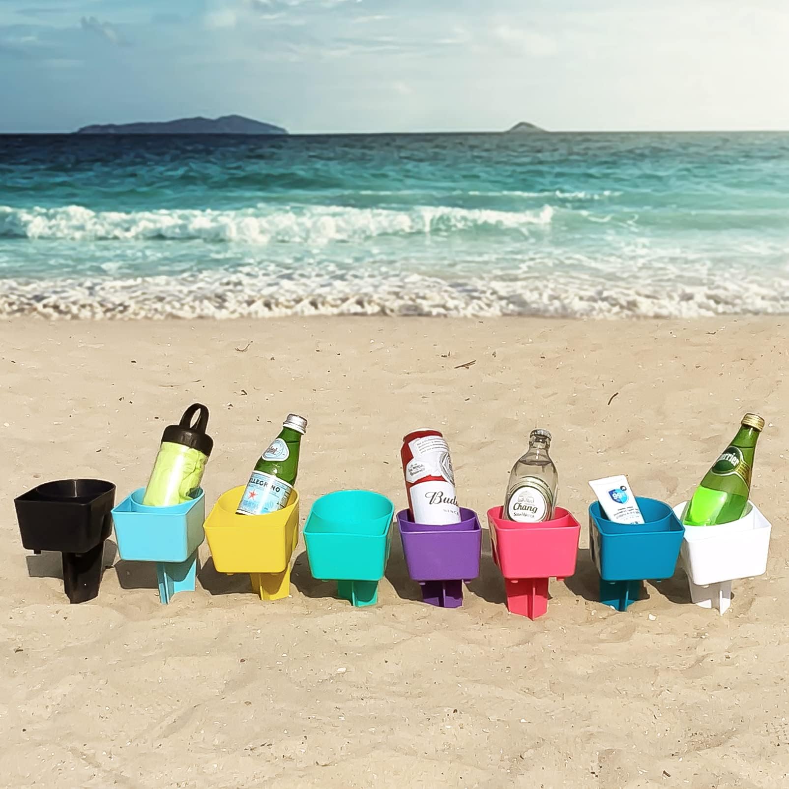Amazon.com: Remagr 4 Pack Beach Cup Holders Sand Drink Holder Beach ...