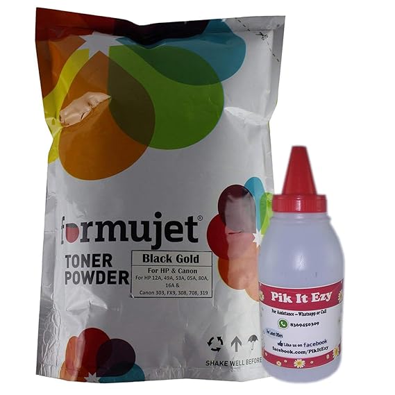 Formujet Black Gold Toner Powder 1 Kg for Refilling HP Laser Jet Toner ...