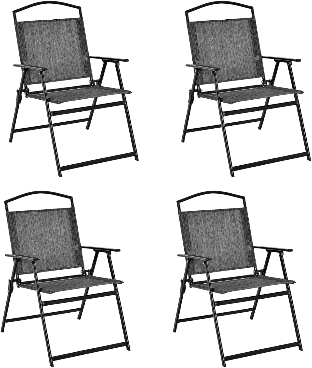 TANGZON Outdoor Folding Dining Set, Patio Glass Table and Foldable ...