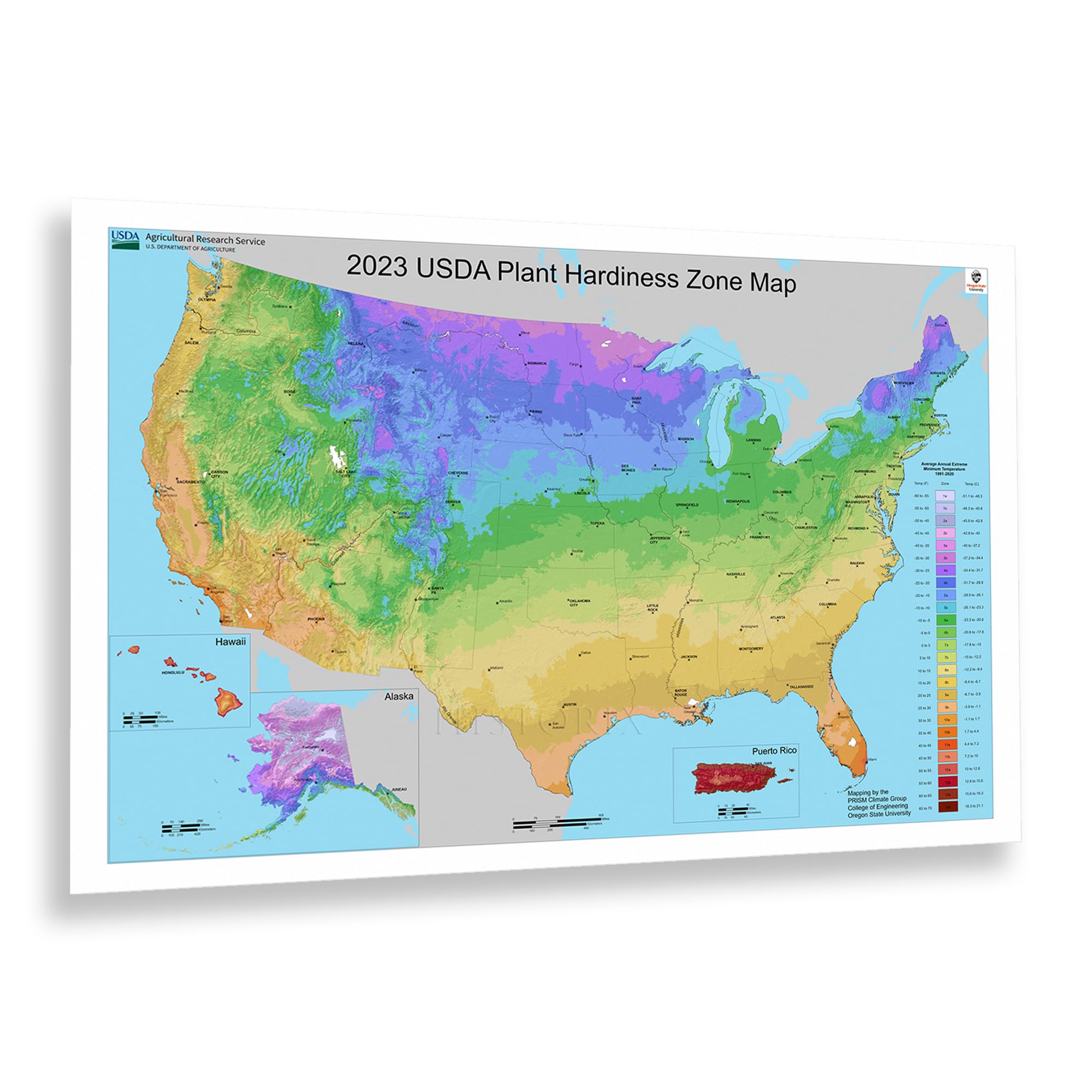 Amazon.com: HISTORIX 2023 USDA Plant Hardiness Zone Map Poster - 24x36 ...