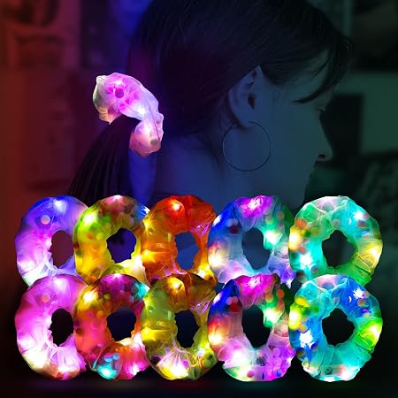 Amazon.com : 12 Pcs Light Up Scrunchies, LED Scrunchies Silk Hair Bands ...