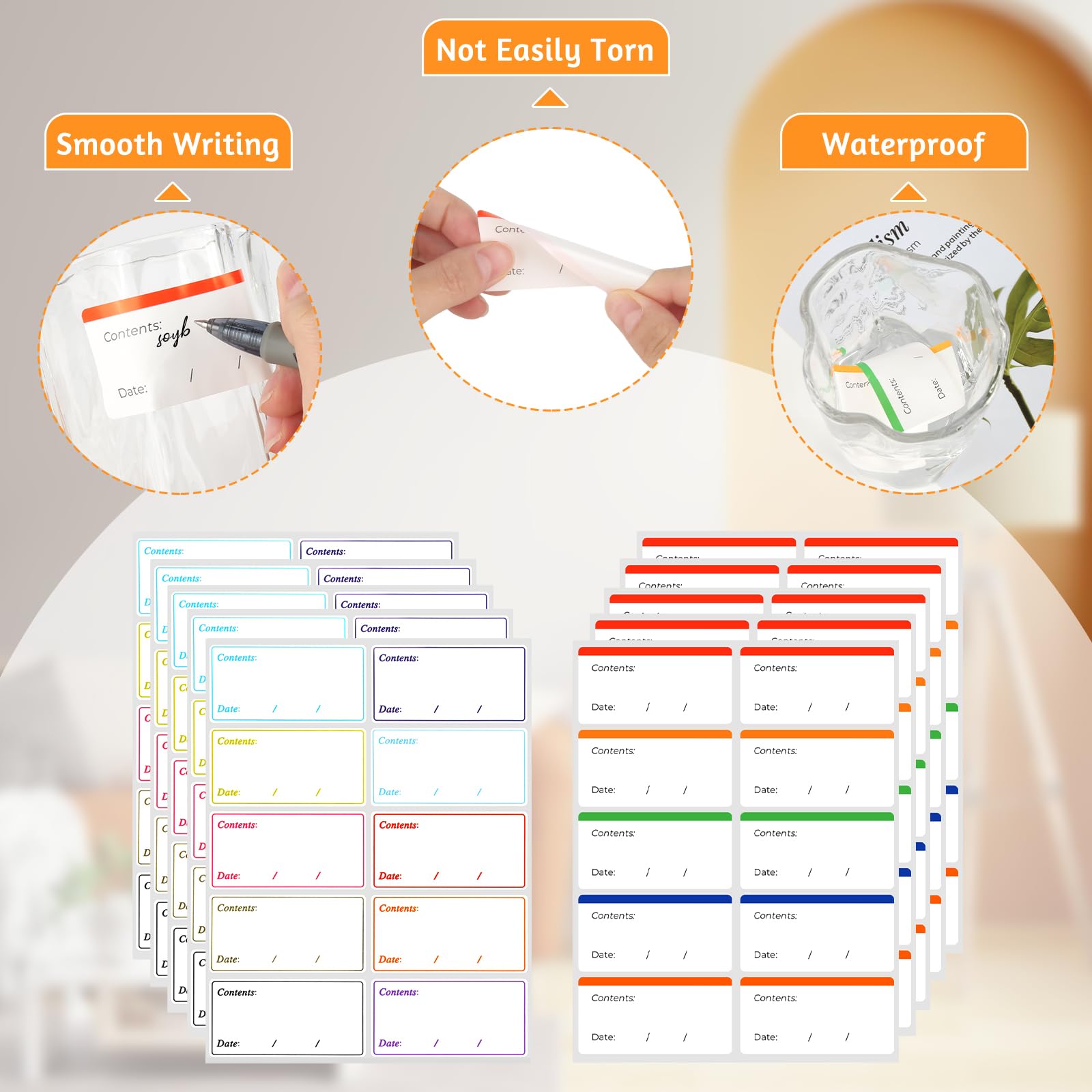 XIEJ Pack of 300 Freezer Labels, Coloured Freezer Labels for Labelling ...