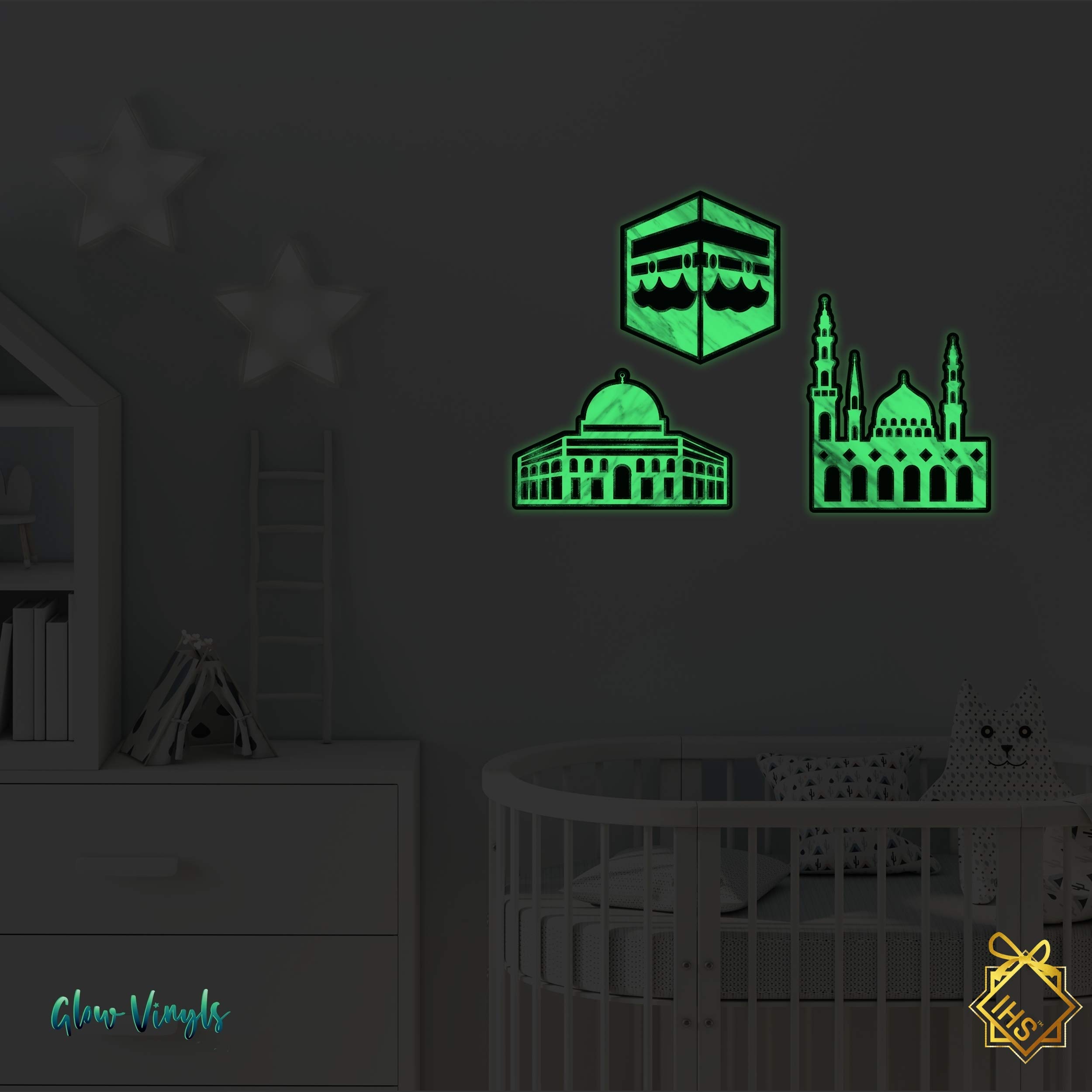 Glownoor Islamic Wall Art Decal Vinyl Stickers Kaaba Mecca Madina ...