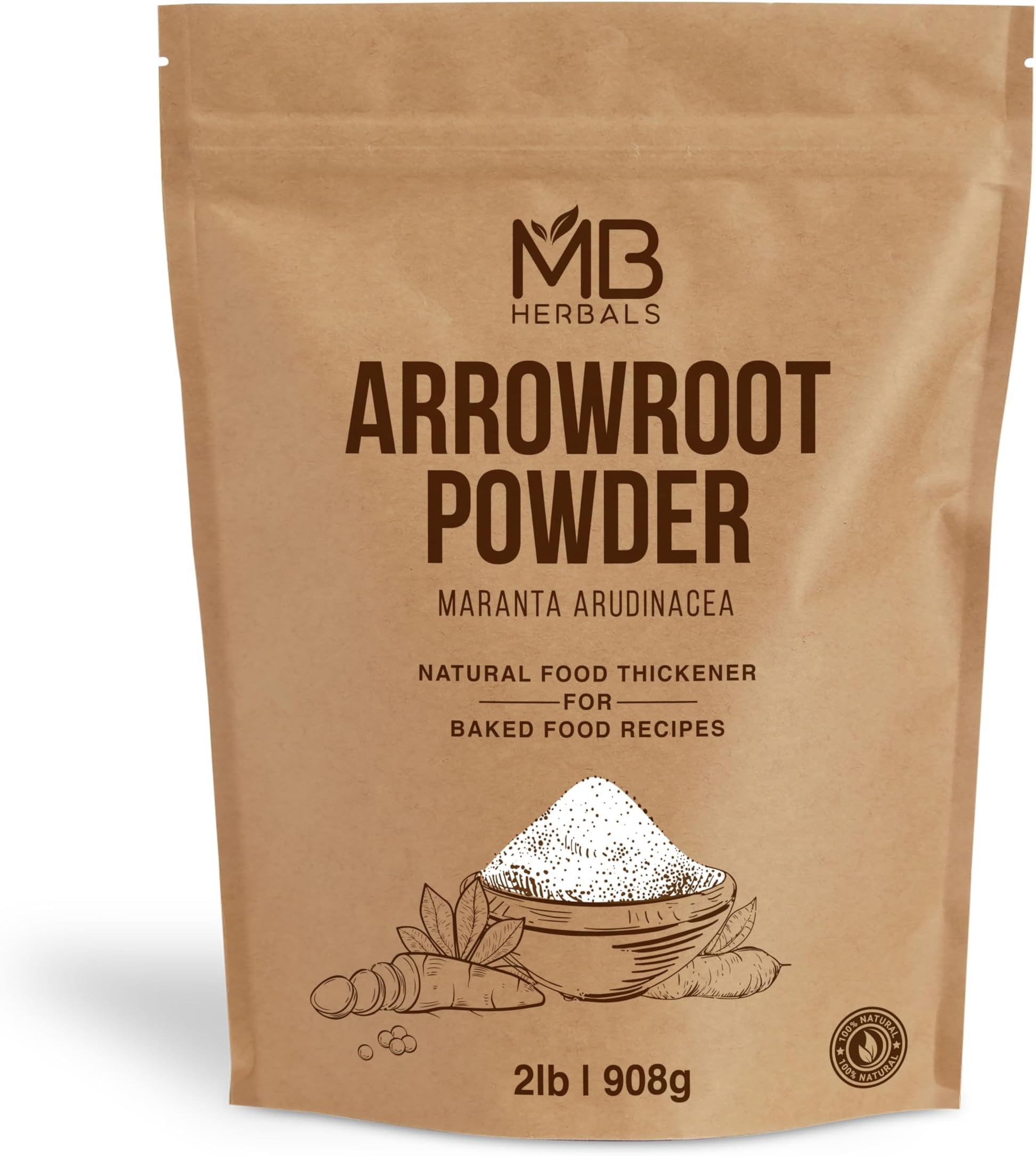 Amazon.com: MB Herbals Arrowroot Flour 2 LB | Arrowroot Powder 32 oz ...