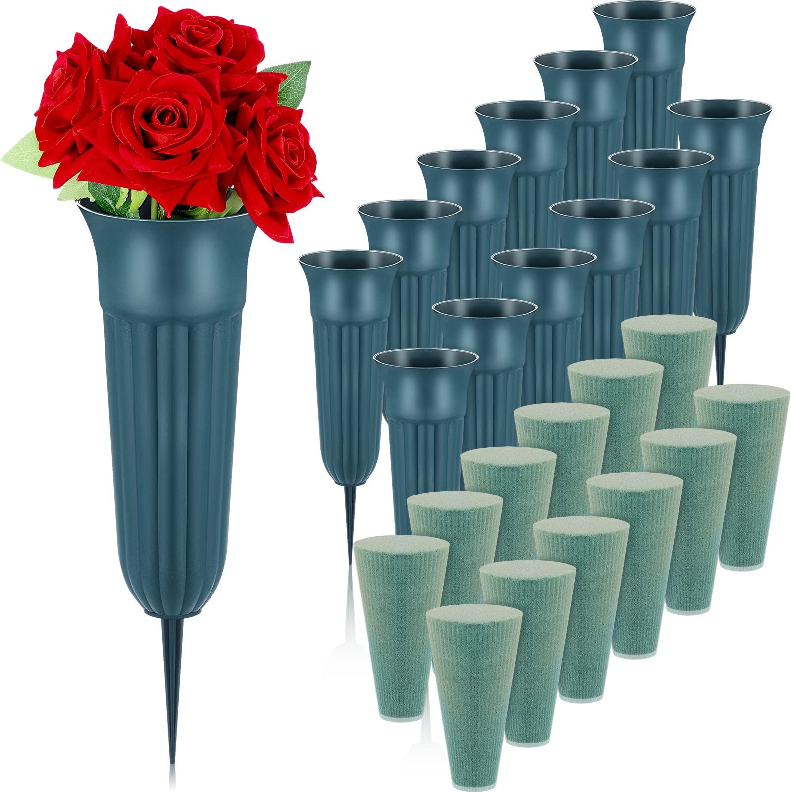Amazon.com: BBTO 12 Sets Large Cemetery Vases for Grave with Spikes and ...
