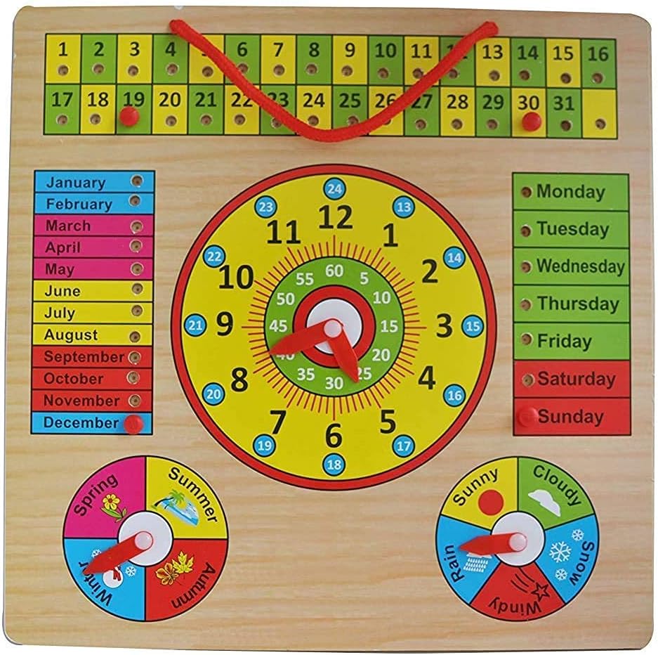 Buy TRU TOYS Wooden Montessori Analog Clock for Kids, Preschool Number ...