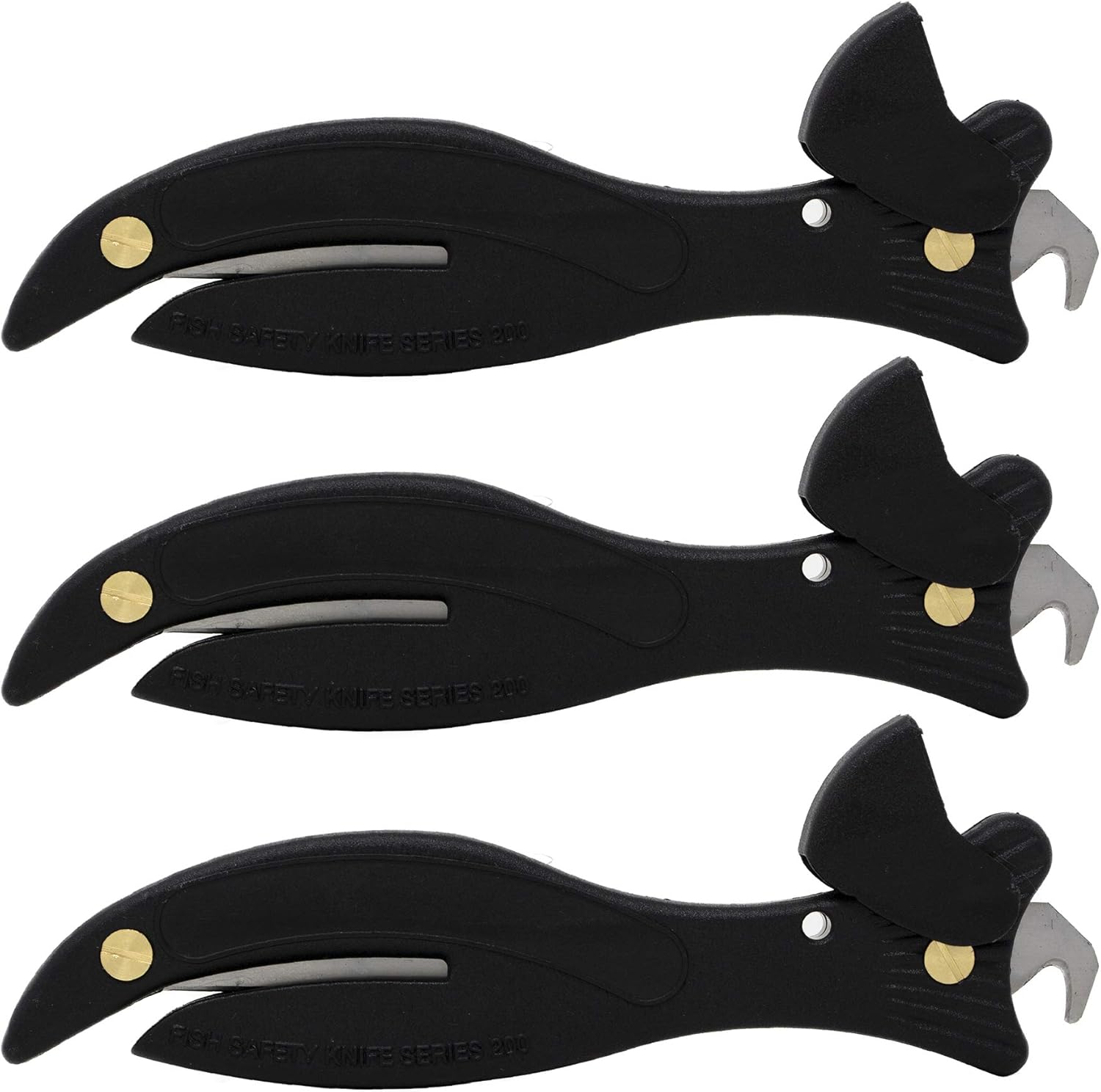Fish 200 Original Enclosed Blade Safety Box Cutter (3, Black) : Amazon ...