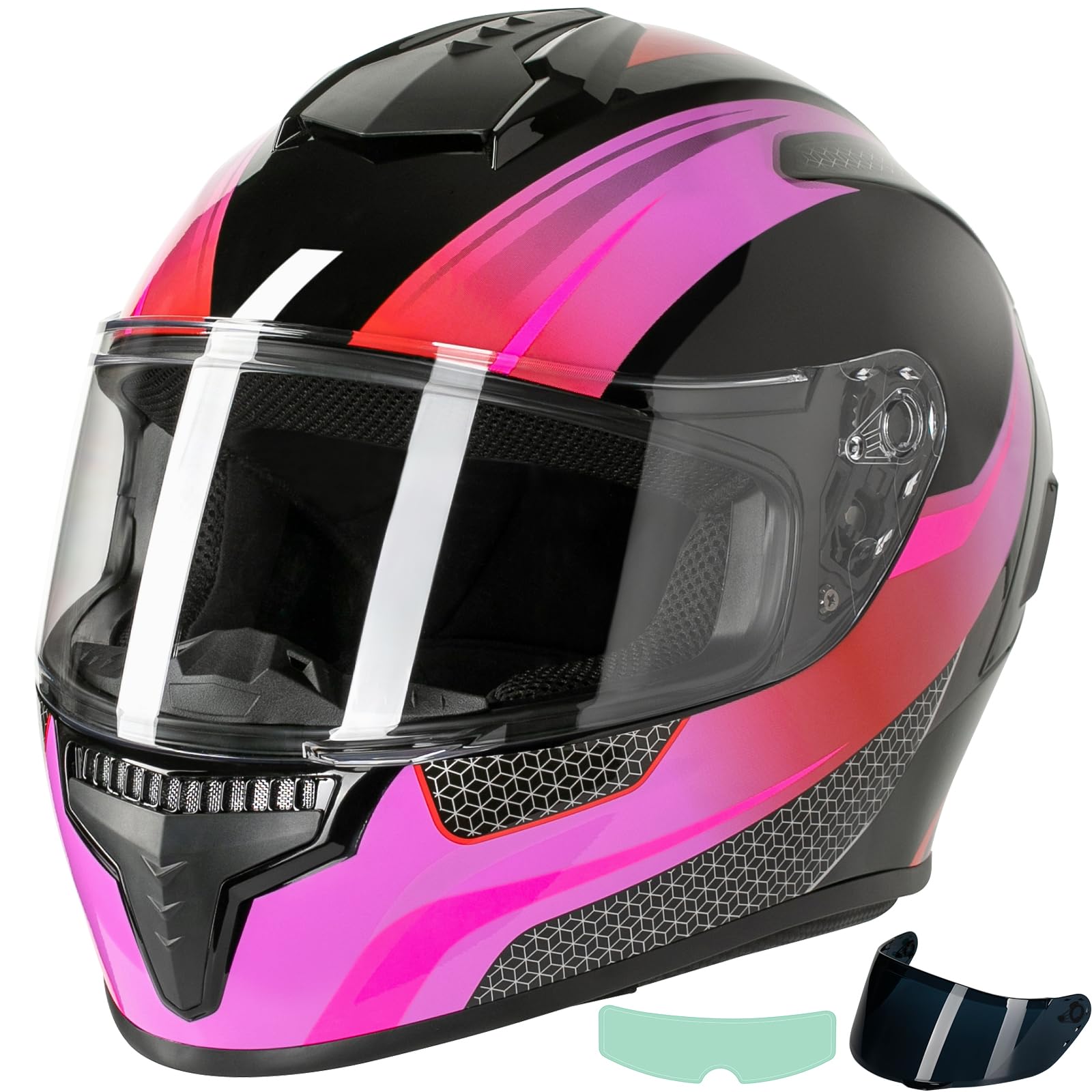 Favoto Motorcycle Full Face Helmet DOT Approved, Lightweight ABS Shell ...
