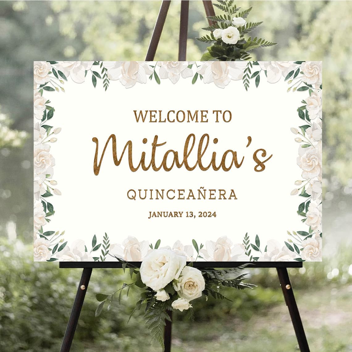 Amazon.com : KOLSTRAW Personalized Quinceañera Welcome Sign With Photo ...