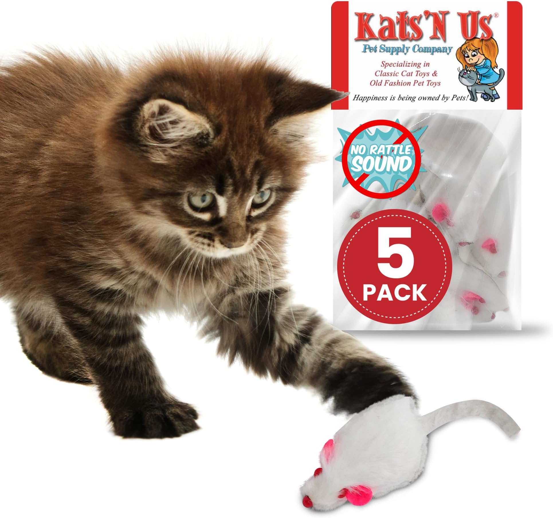 Amazon.com : Real Rabbit Fur Mice Cat Toys with Rattle 6-Pack - All ...