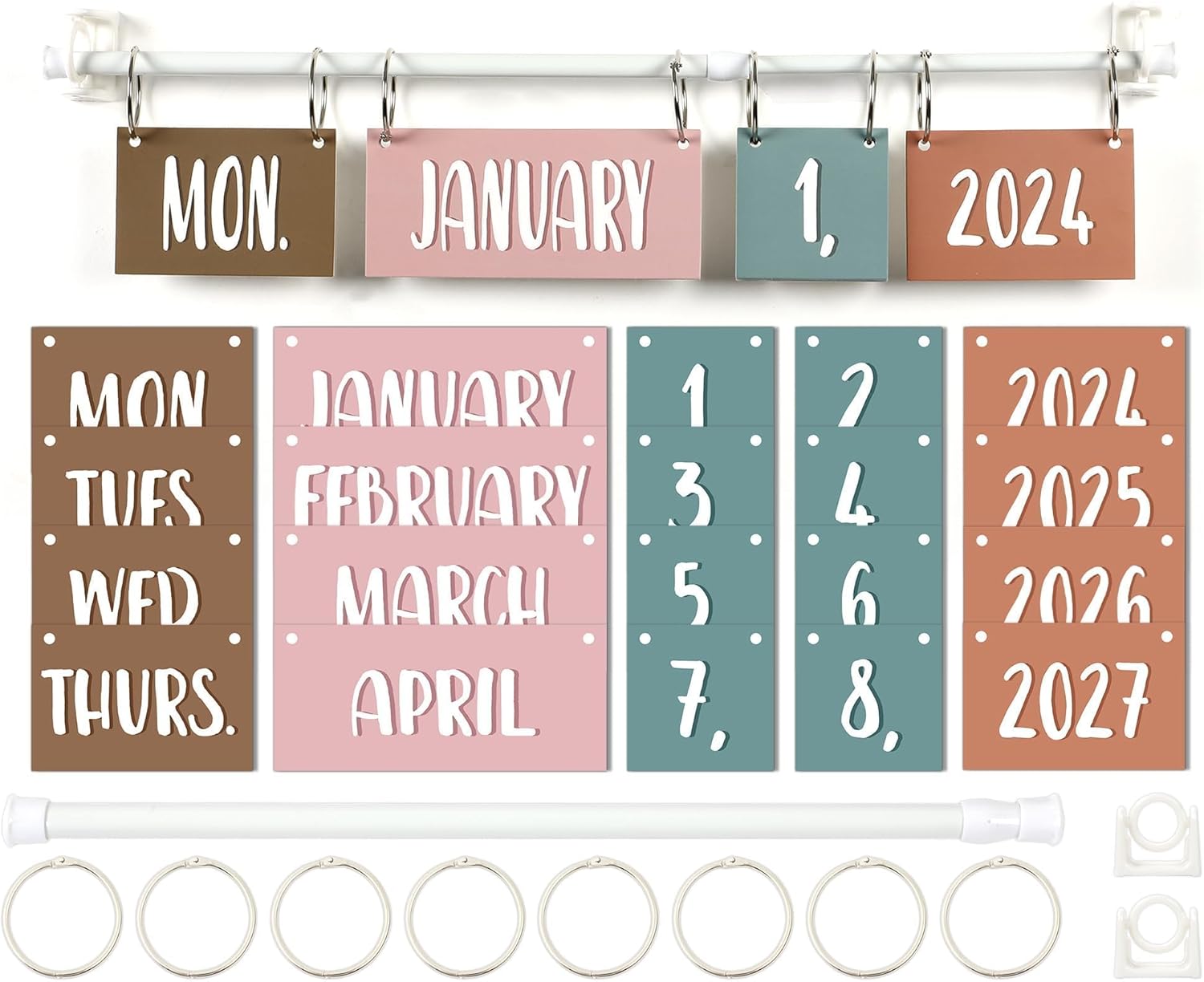 Amazon.com : Naozinebi Boho Calendar Bulletin Board Set Boho Rainbow ...