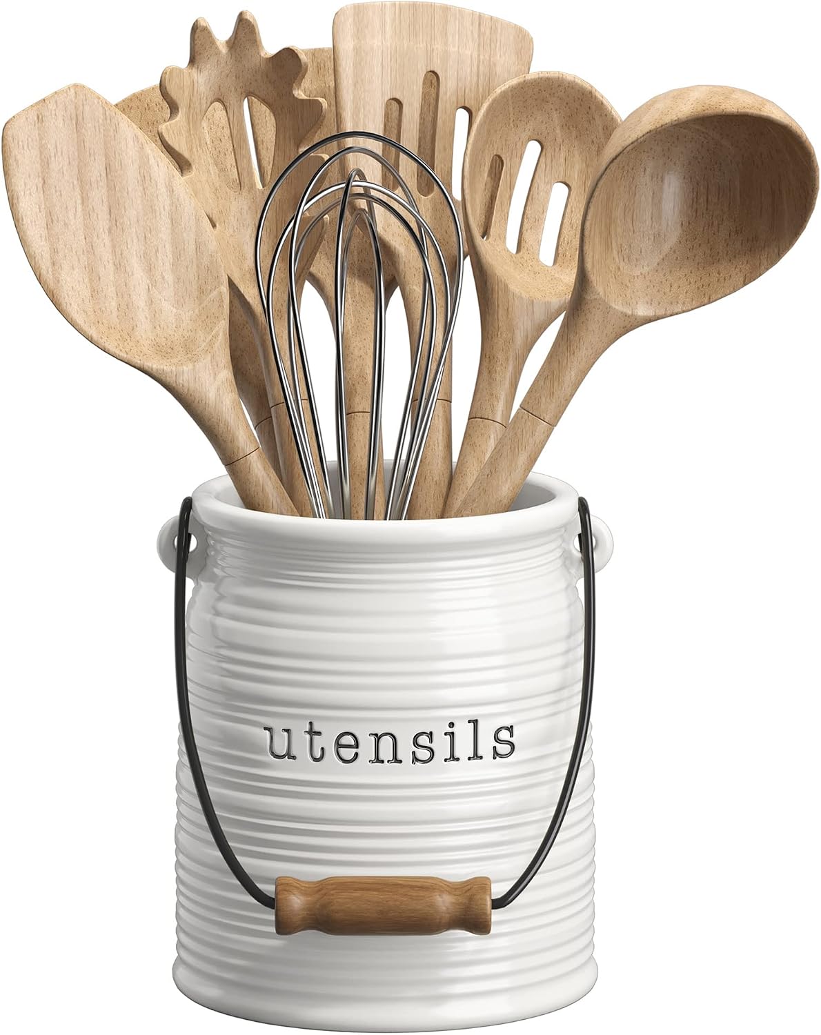 Amazon.com: Barnyard Designs Ceramic Farmhouse Kitchen Utensil Holder ...