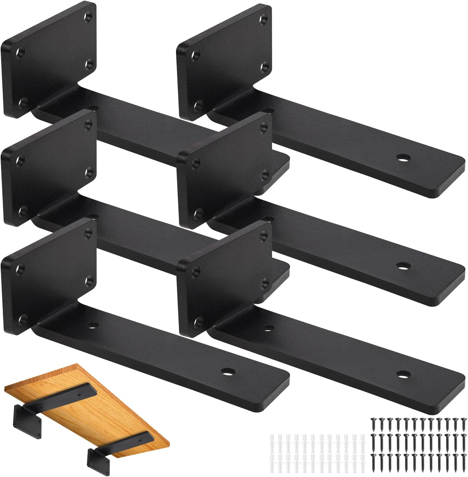 Amazon.com: 6 PCS Floating Shelf Brackets, ULENDIS 6 Inch Black Metal L ...