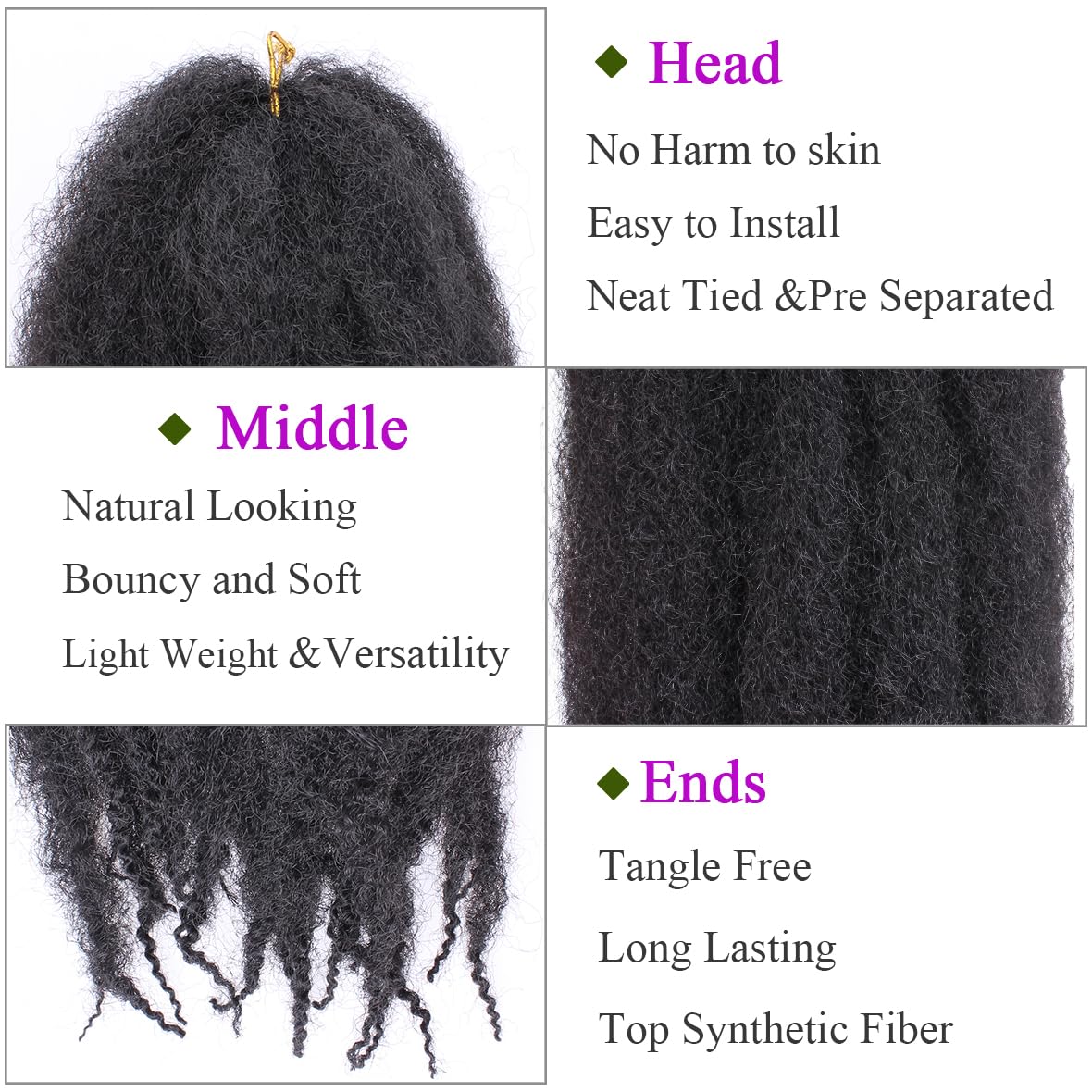 Kachanaa 30 Inch Long Marley Twist Hair for Braiding 8 Packs Pre ...