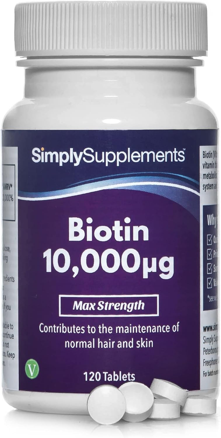 Biotin 10,000mcg Tablets | Vitamin B7 Supports Normal Hair, Skin ...