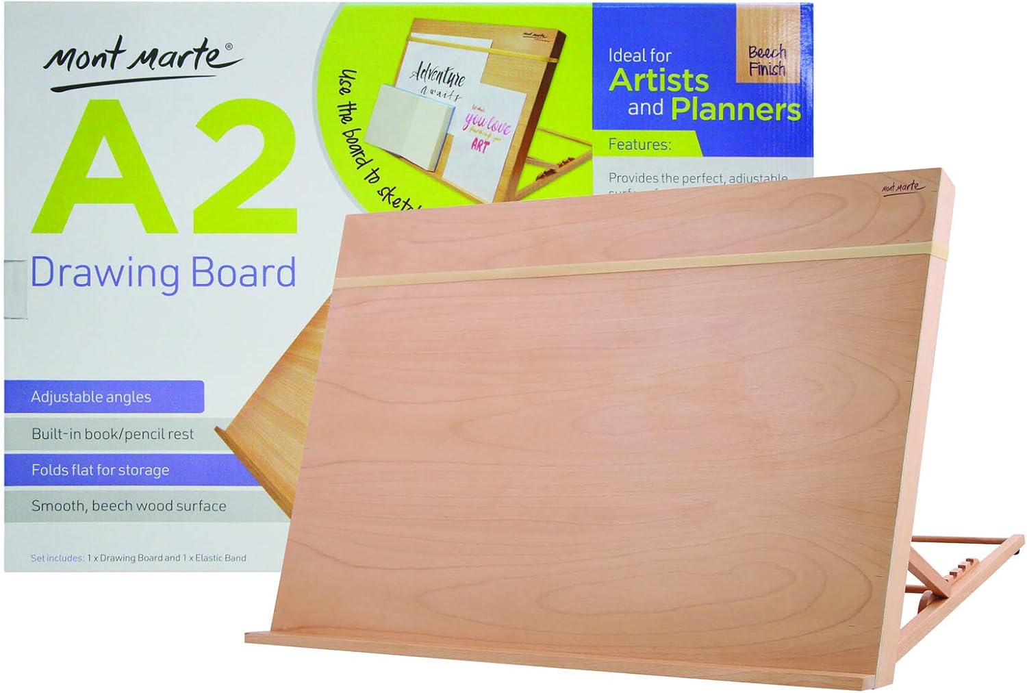 Amazon.com: Mont Marte Drawing Board A2 with Elastic Band