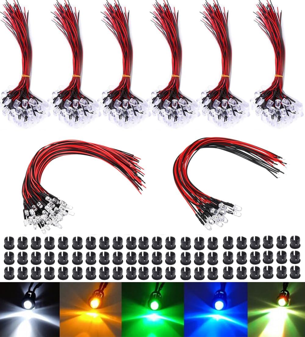 Amazon.com: Hisxus 80Pcs 5MM 6V 8Colors Prewired LED Diode 8 Colors LED ...