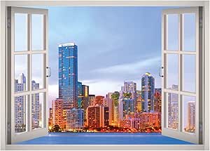 Amazon.com: New York City Skyline View Window 3D Wall Decal Art ...