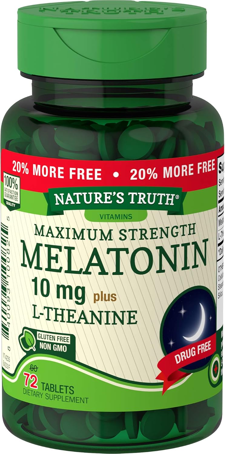 Amazon.com: Nature's Truth Maximum Strength Melatonin 10 mg Plus L ...