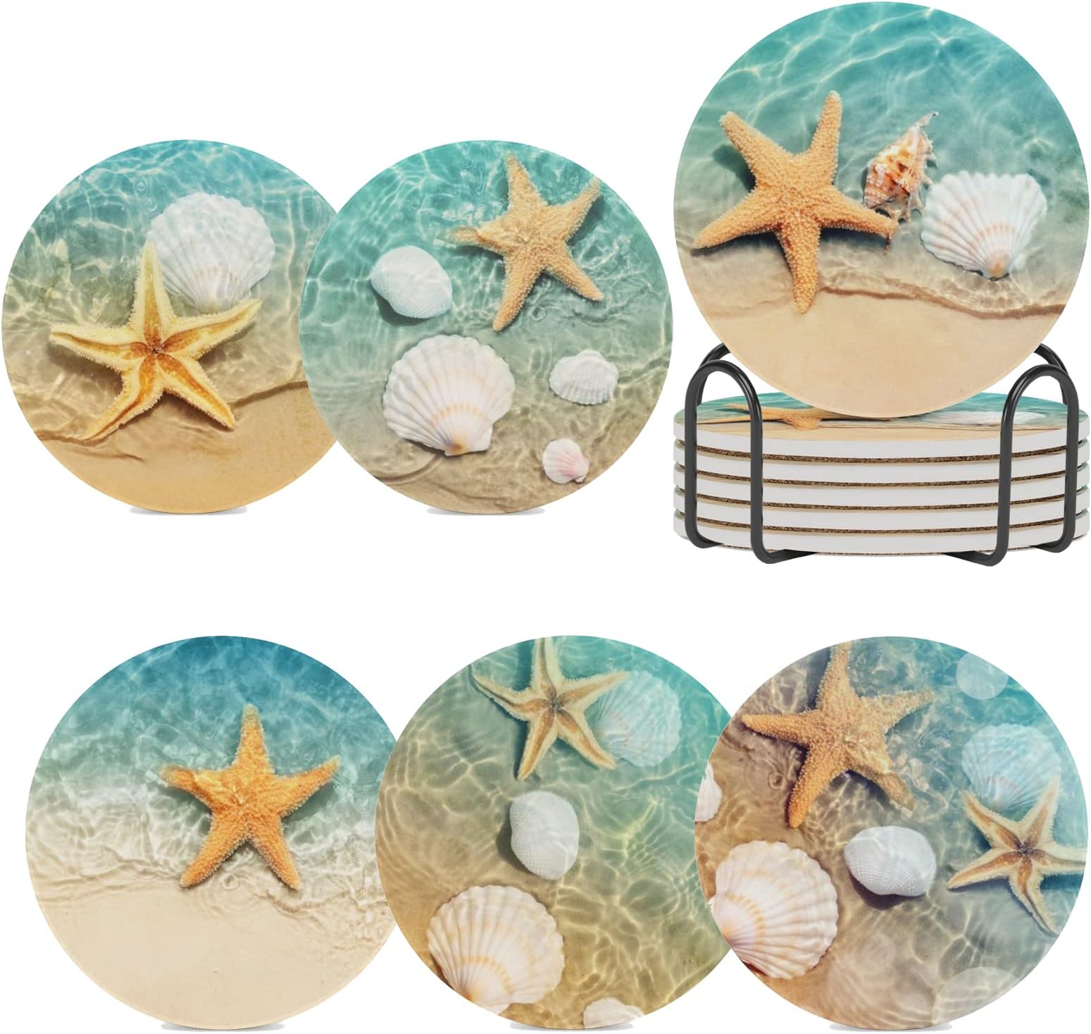 Amazon.com: PANCHH Beach Coastal & Ocean Sea Tropical Theme Coasters ...