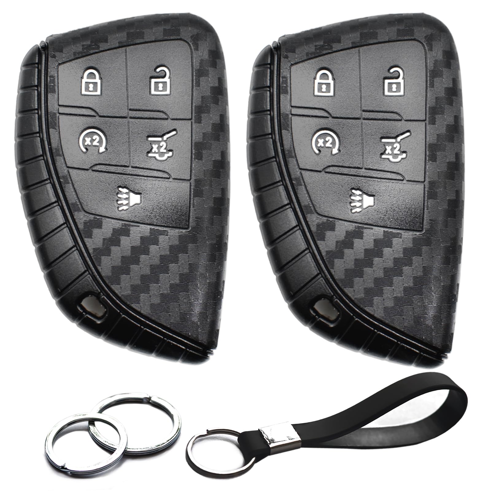 Amazon.com: INFIPAR 2pcs Compatible with Chevy GMC Key Fob Cover Case ...