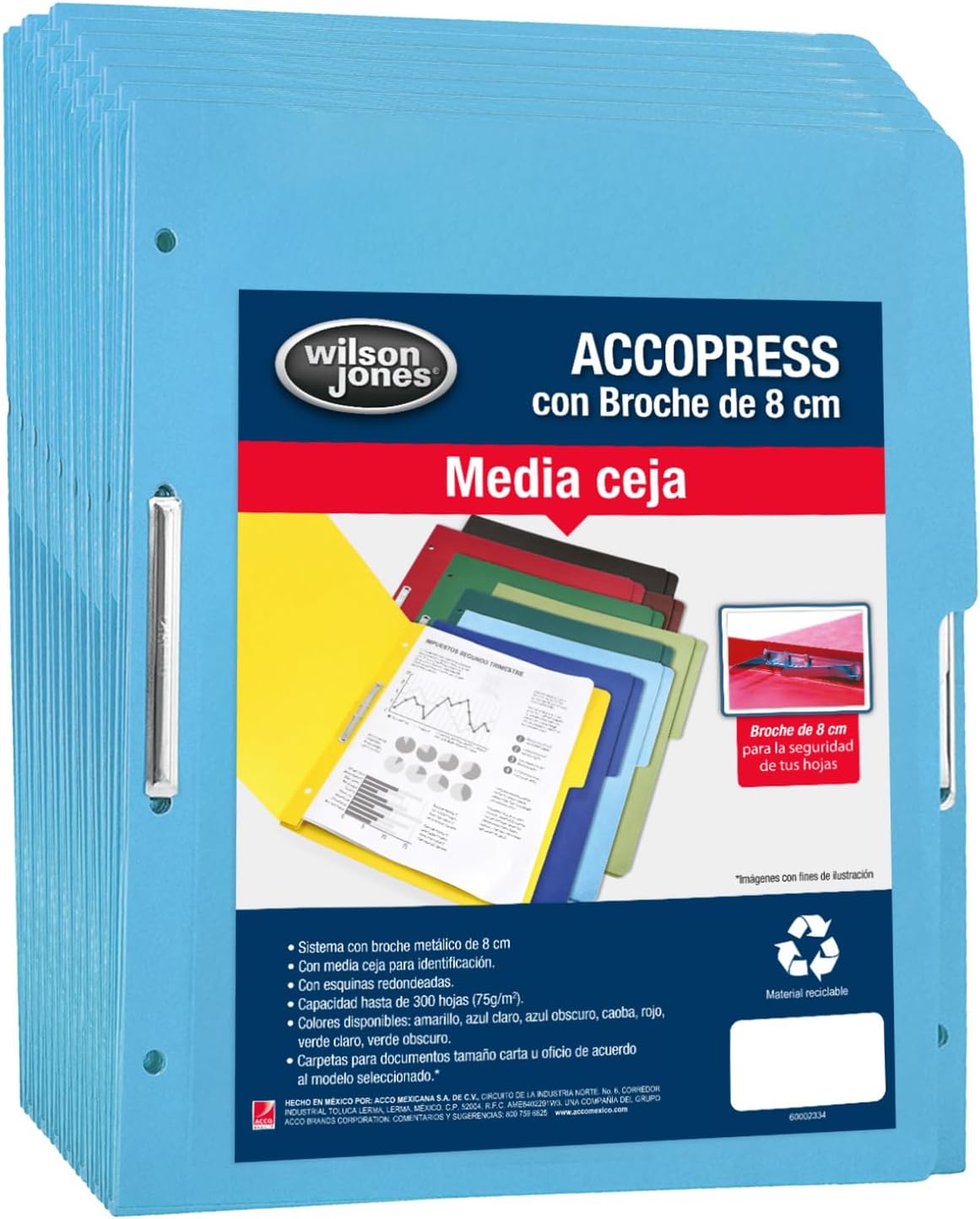 Wilson Jones Accopress Carpeta/Folder con Broche, 90 Piezas, Carta, 300 ...