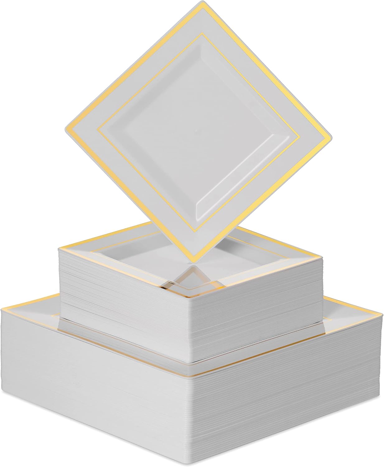 BloominGoods 100 PCS Disposable Plastic White Square Plates, 100-Pack 6 ...