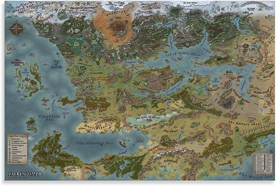 Amazon.com: JGJKAOIY Forgotten Realms Faerun Map Poster Canvas Poster ...