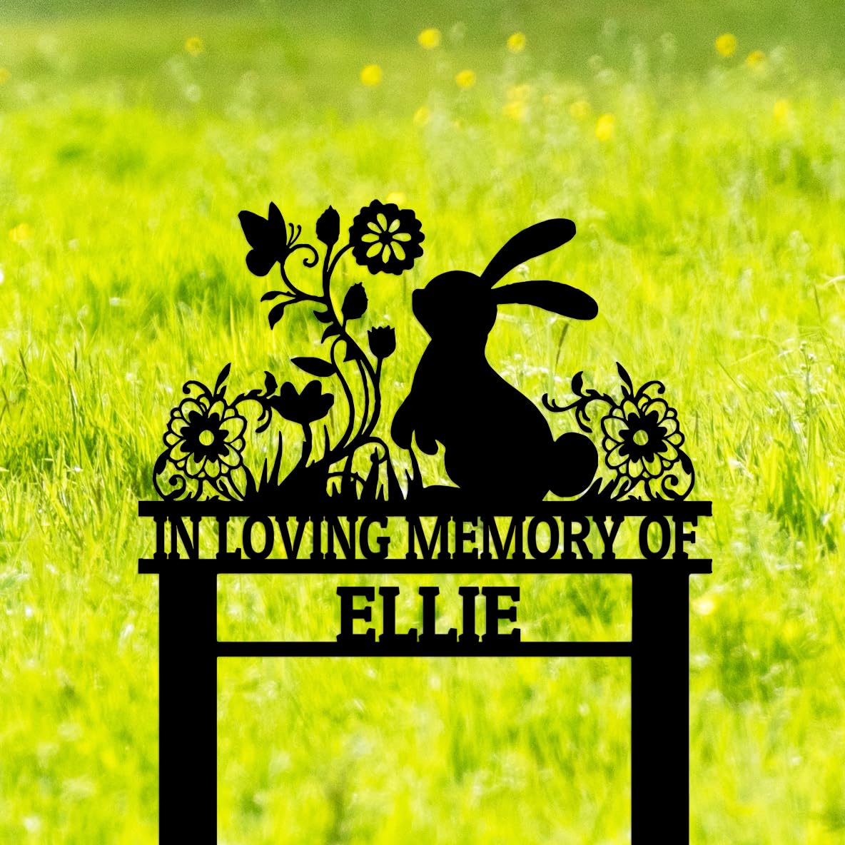 Amazon.com : Goodqueen Personalized Flowers Rabbit Memorial Grave ...