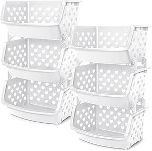 Amazon.com - Wenqik 6 Pack Plastic Stackable Storage Bins for ...