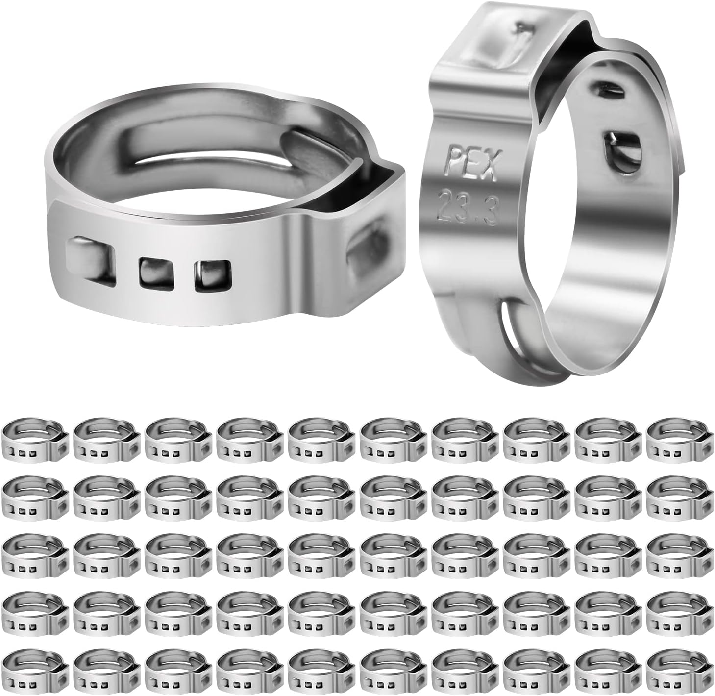 50/100/200 Pack PEX Cinch Clamps, 1/2in Clamps/ 3/4in Clamps, Stainless ...